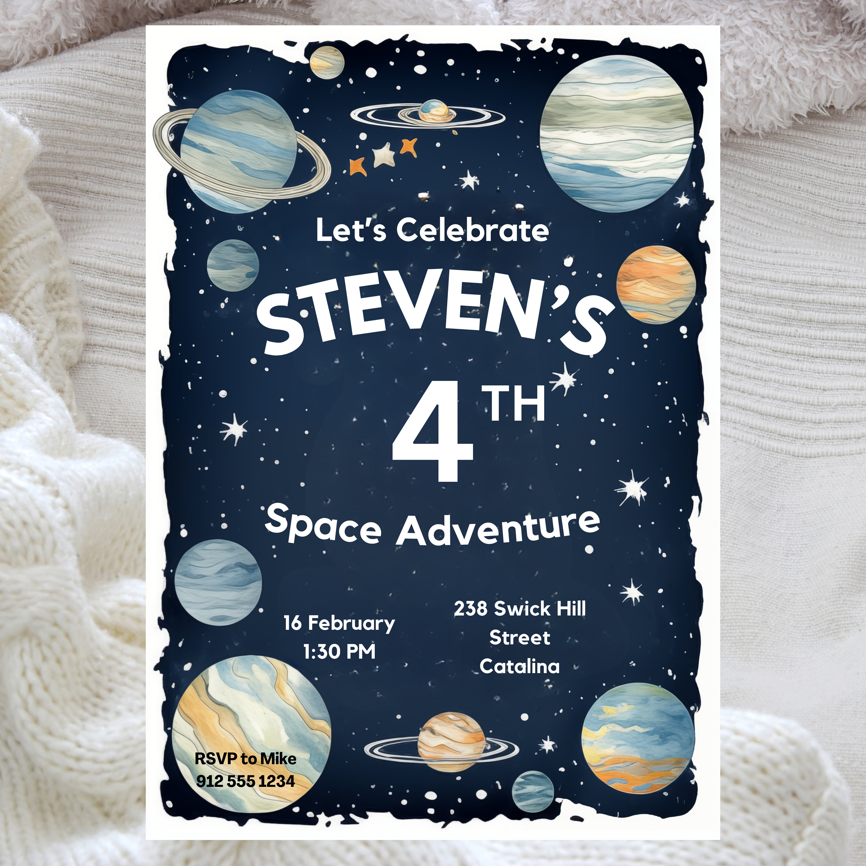 Outer Space Birthday Invitation, Space Birthday Party Invitation ...