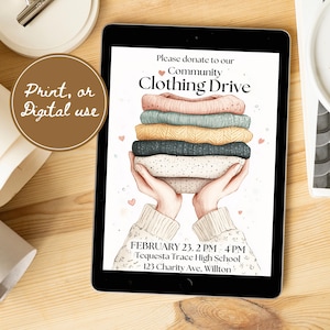 Clothing Donation Drive Invitation, Community Charity Event, Editable ...