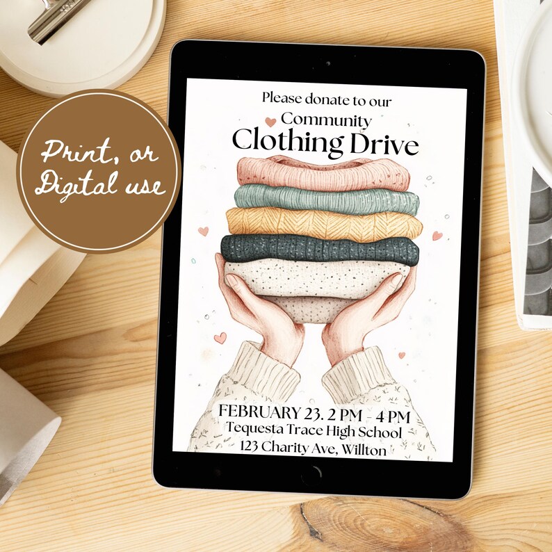Clothing Donation Drive Invitation: Editable Charity Event Template ...
