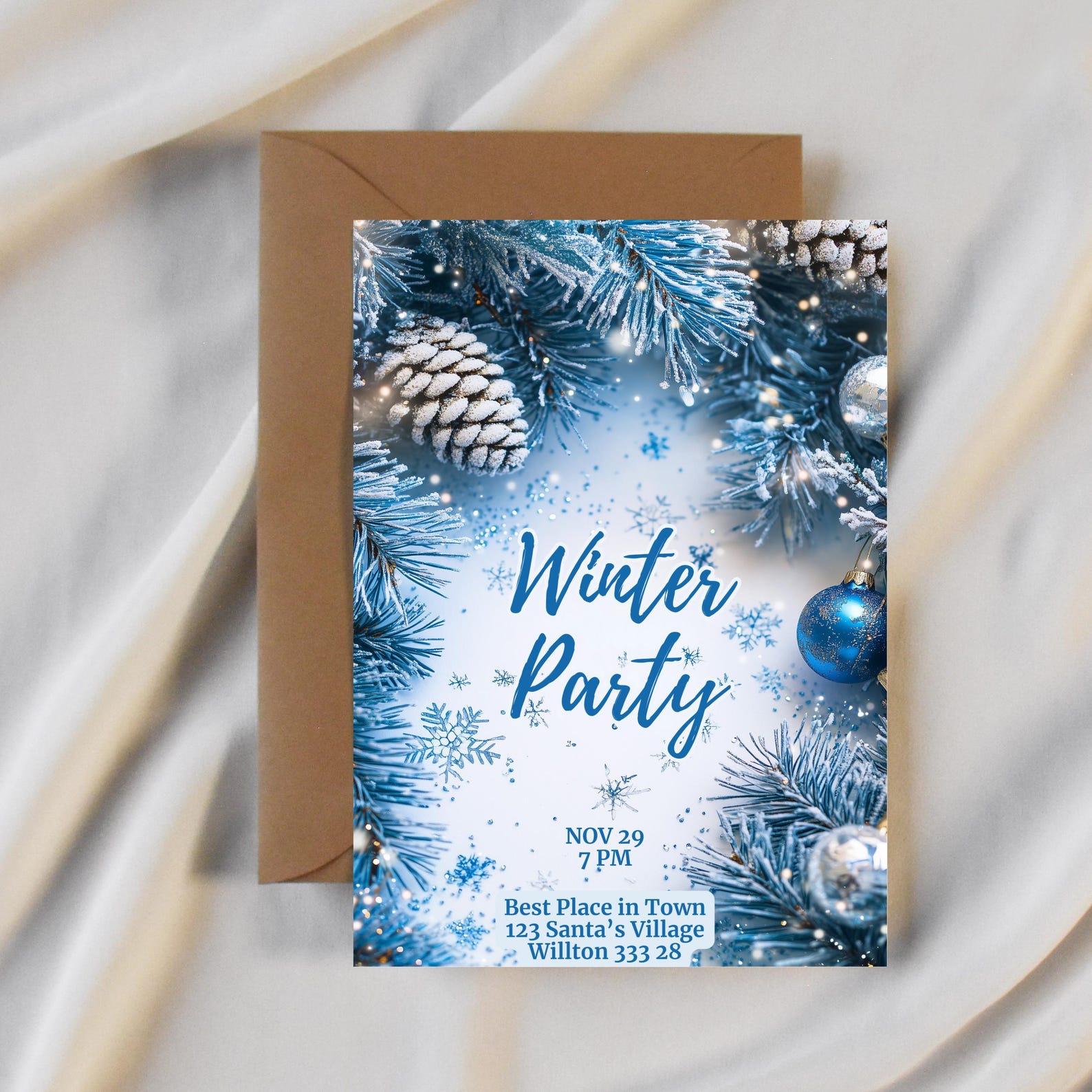 Editable Winter Party Invitation: Snowy Celebration Template (digital ...