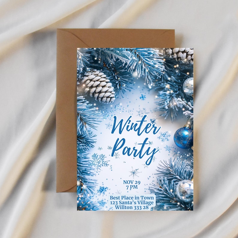 Editable Winter Party Invitation: Snowy Celebration Template (digital ...