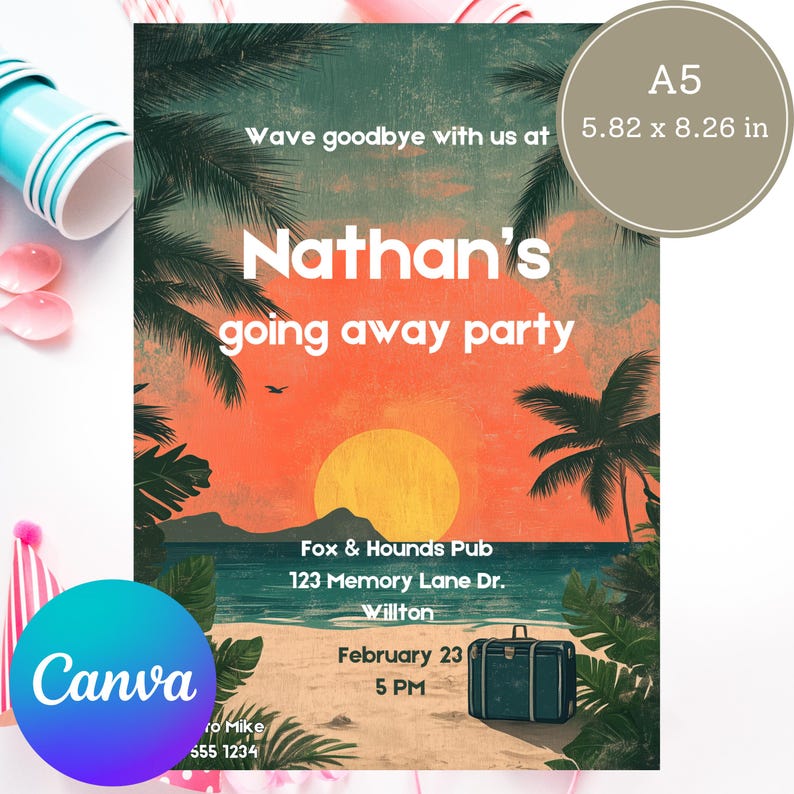 Bon Voyage Going Away Party Invitation, Farewell Celebration Invite ...