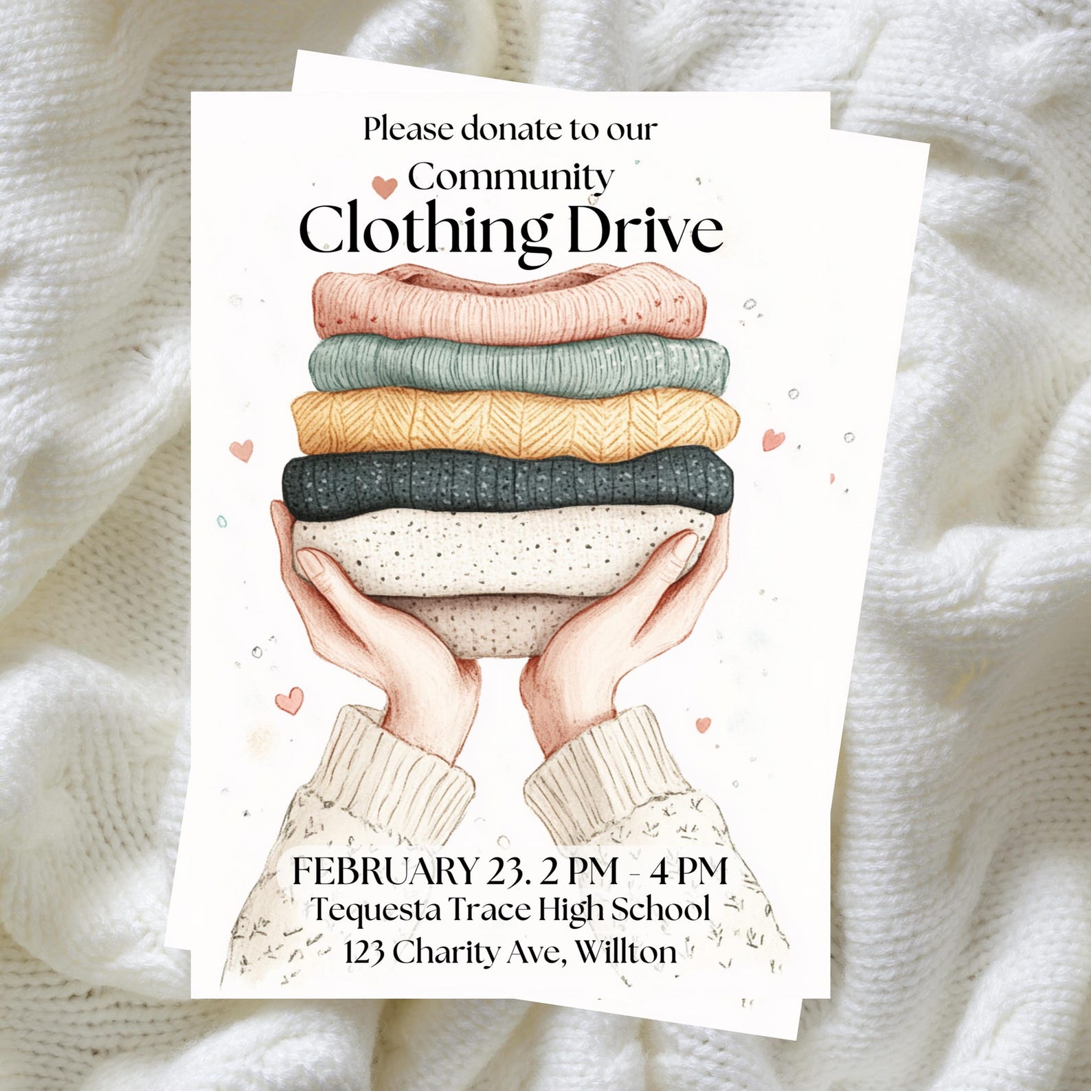 Clothing Donation Drive Invitation, Community Charity Event, Editable ...