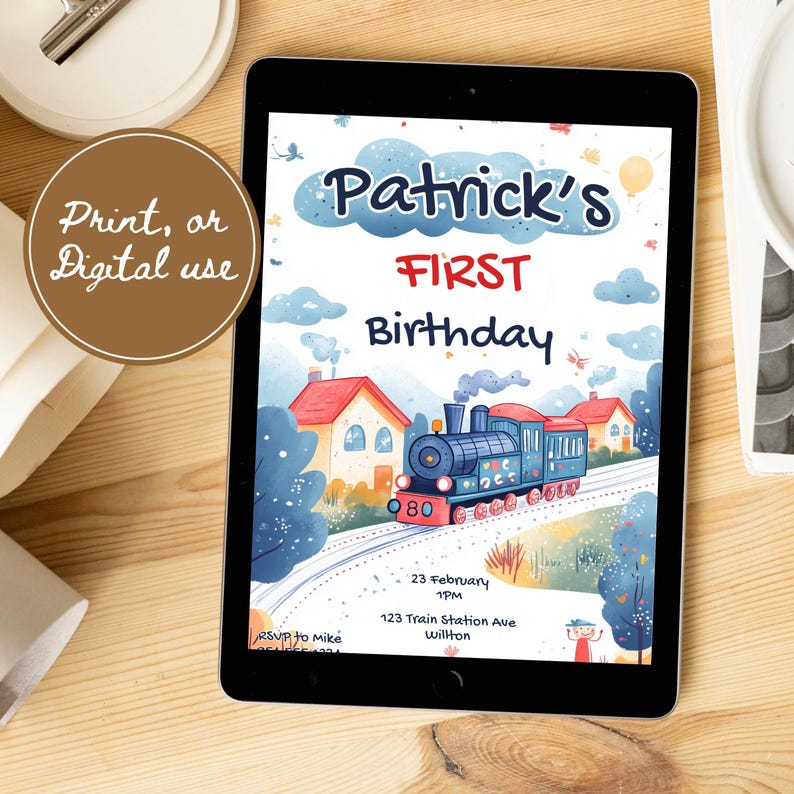 Choo Choo Train Birthday Invitation, Editable Train Party Invite, All ...