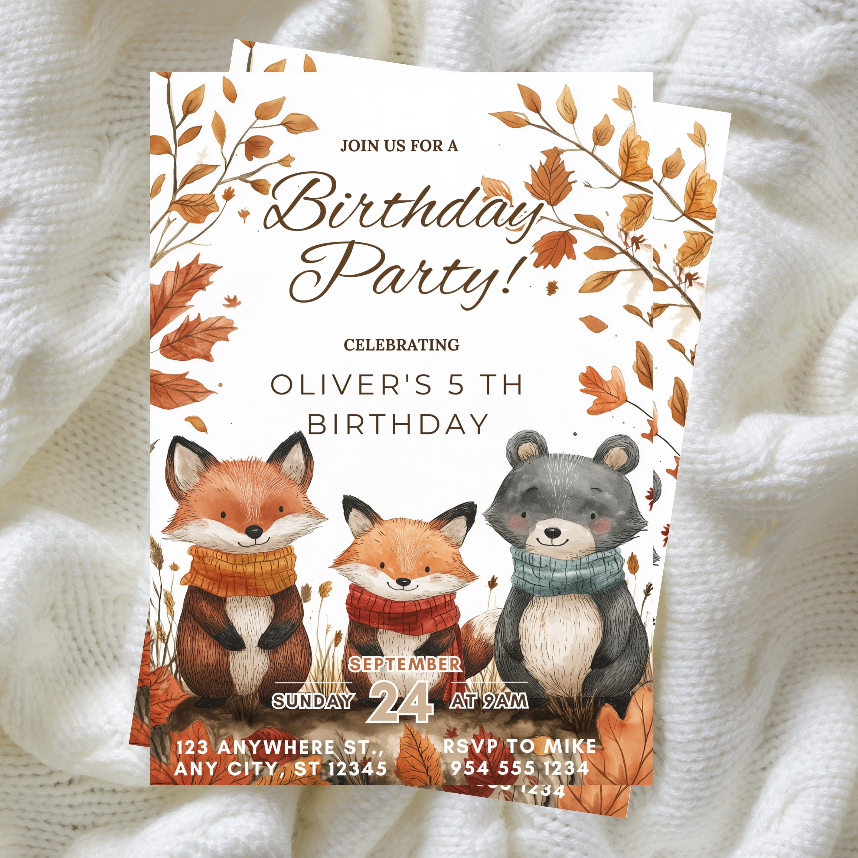 Woodland Animals Birthday Invitation: Forest Adventure Theme (editable ...