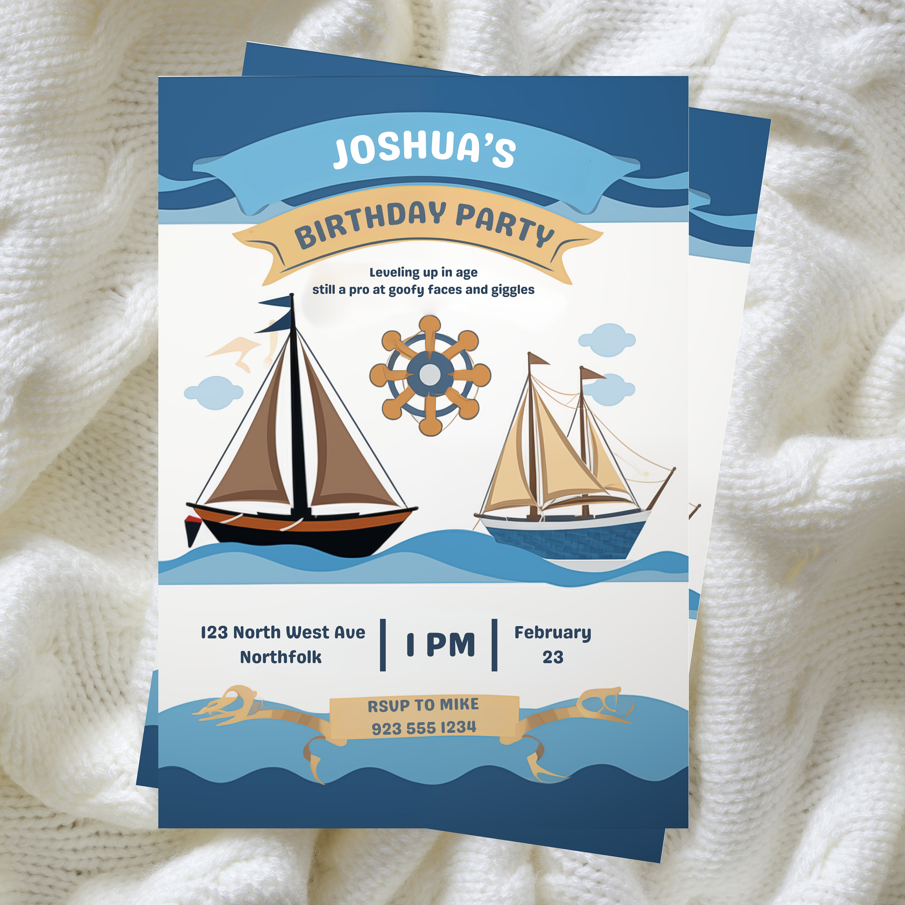 Editable Sailboat Invitation, Nautical Birthday Invitation, Boat ...