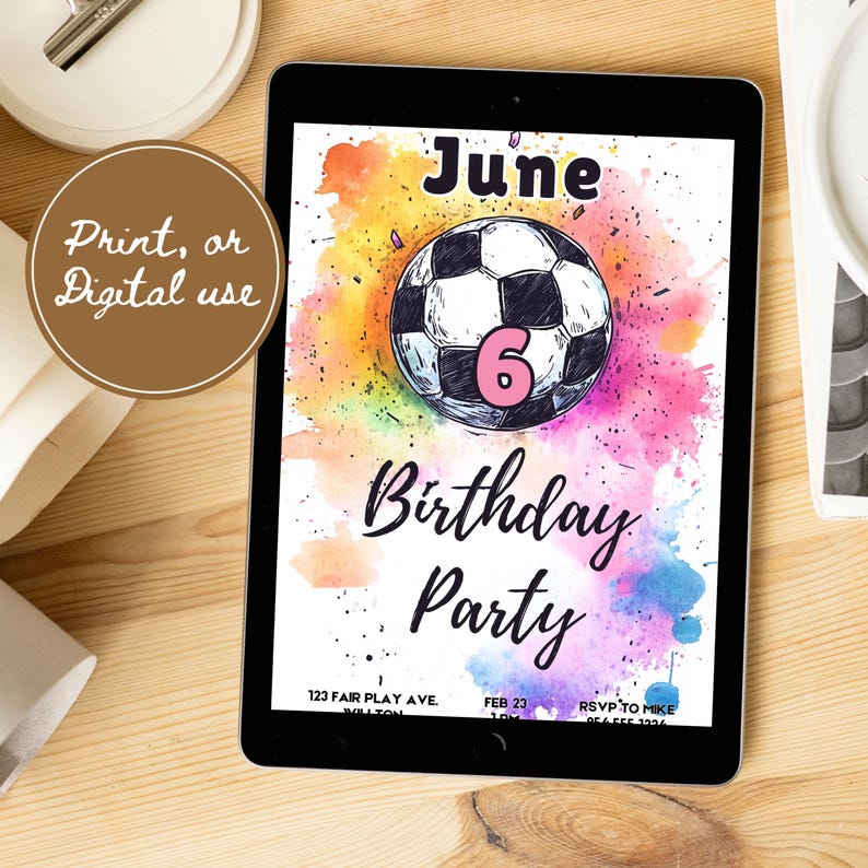 Girl Soccer Birthday Invitation: Sports Theme Party (editable Canva ...
