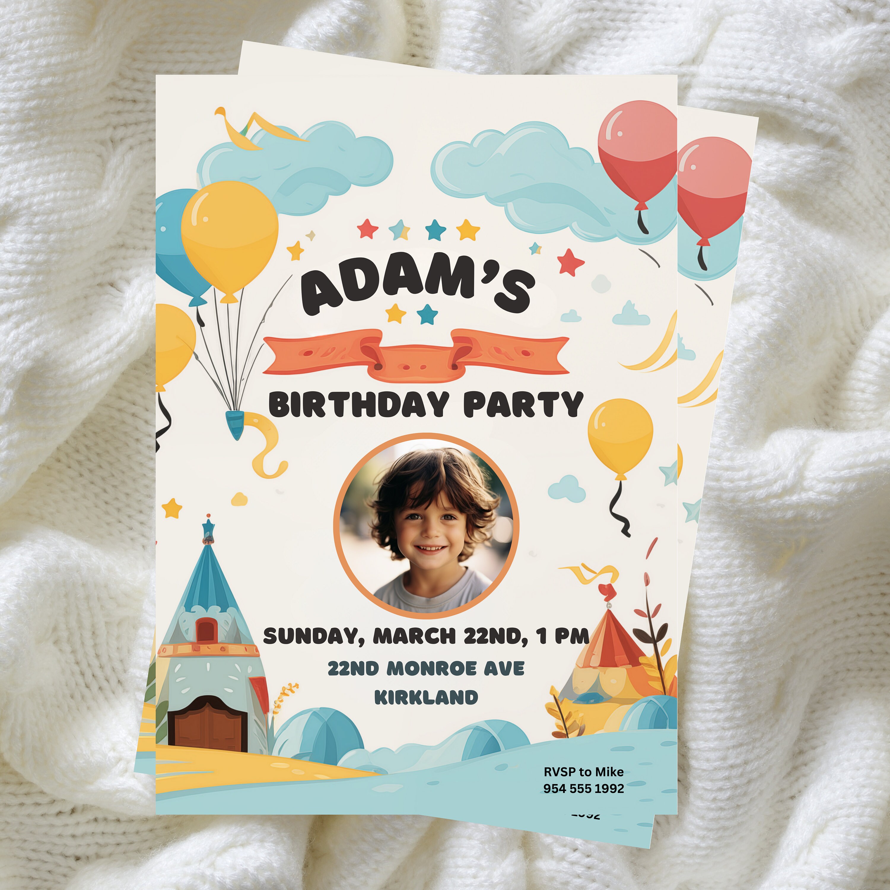 Kids Birthday Party Invite With Photo, Invite Template With Own Photo ...