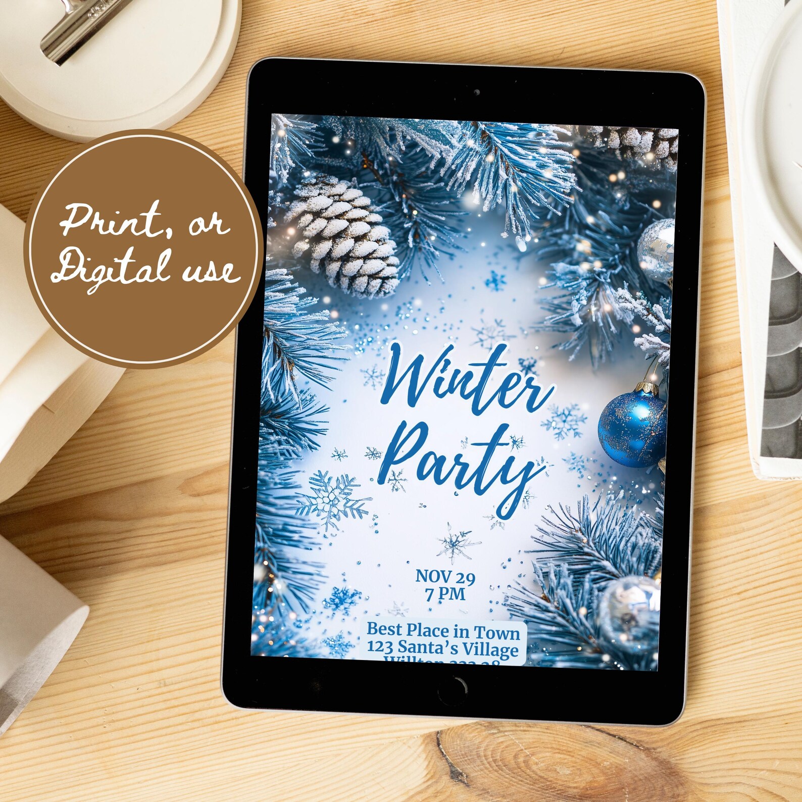 Editable Winter Party Invitation: Snowy Celebration Template (digital ...