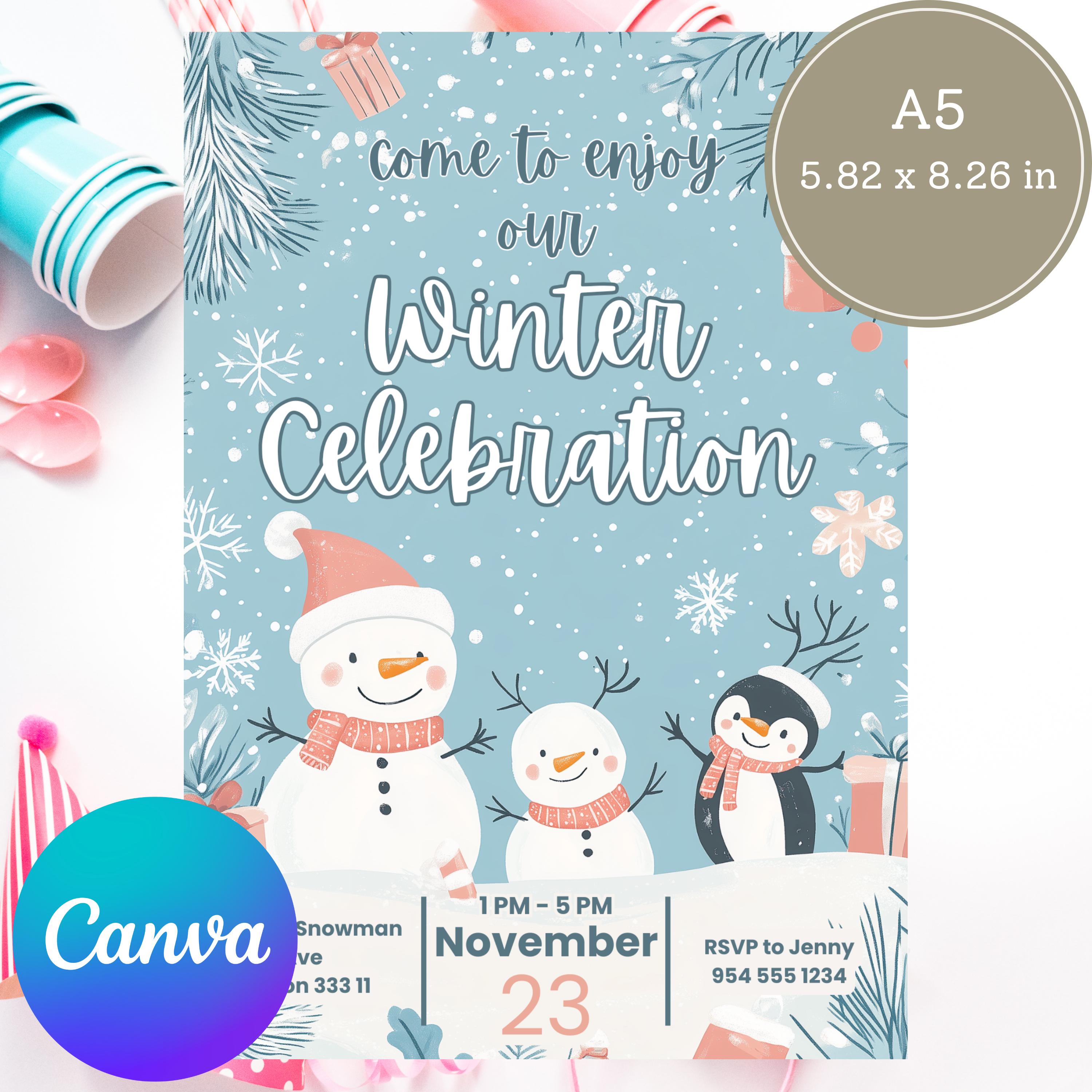 Winter Celebration Invite, Company Party, Winter Party Invitation ...