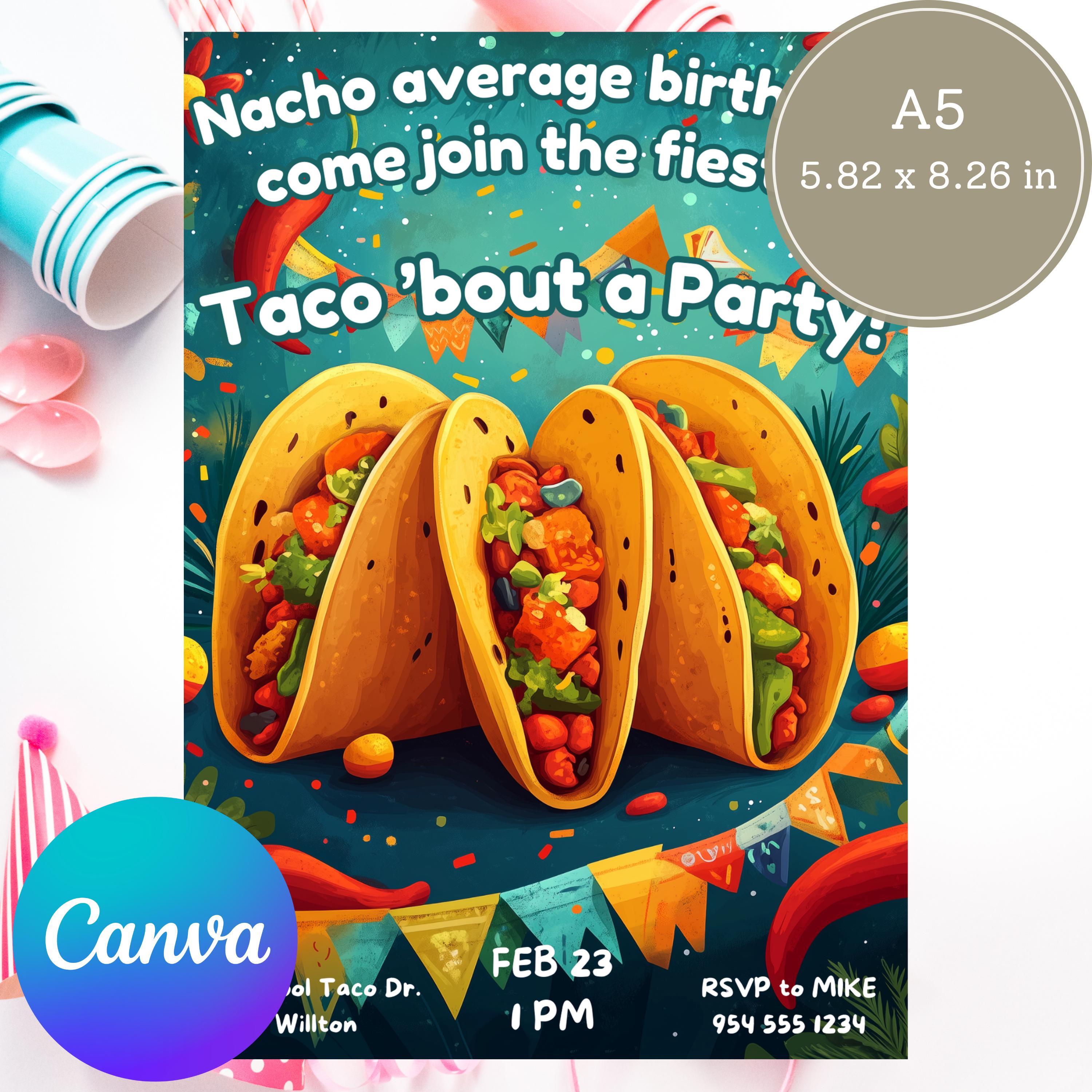 Taco Party Invitation, Office Dinner or Birthday Celebration, Editable ...