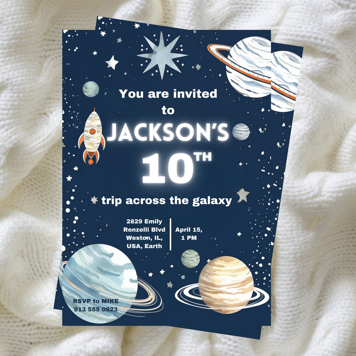 Space Birthday Party Invitation, Customisable Galactic Adventure Card ...
