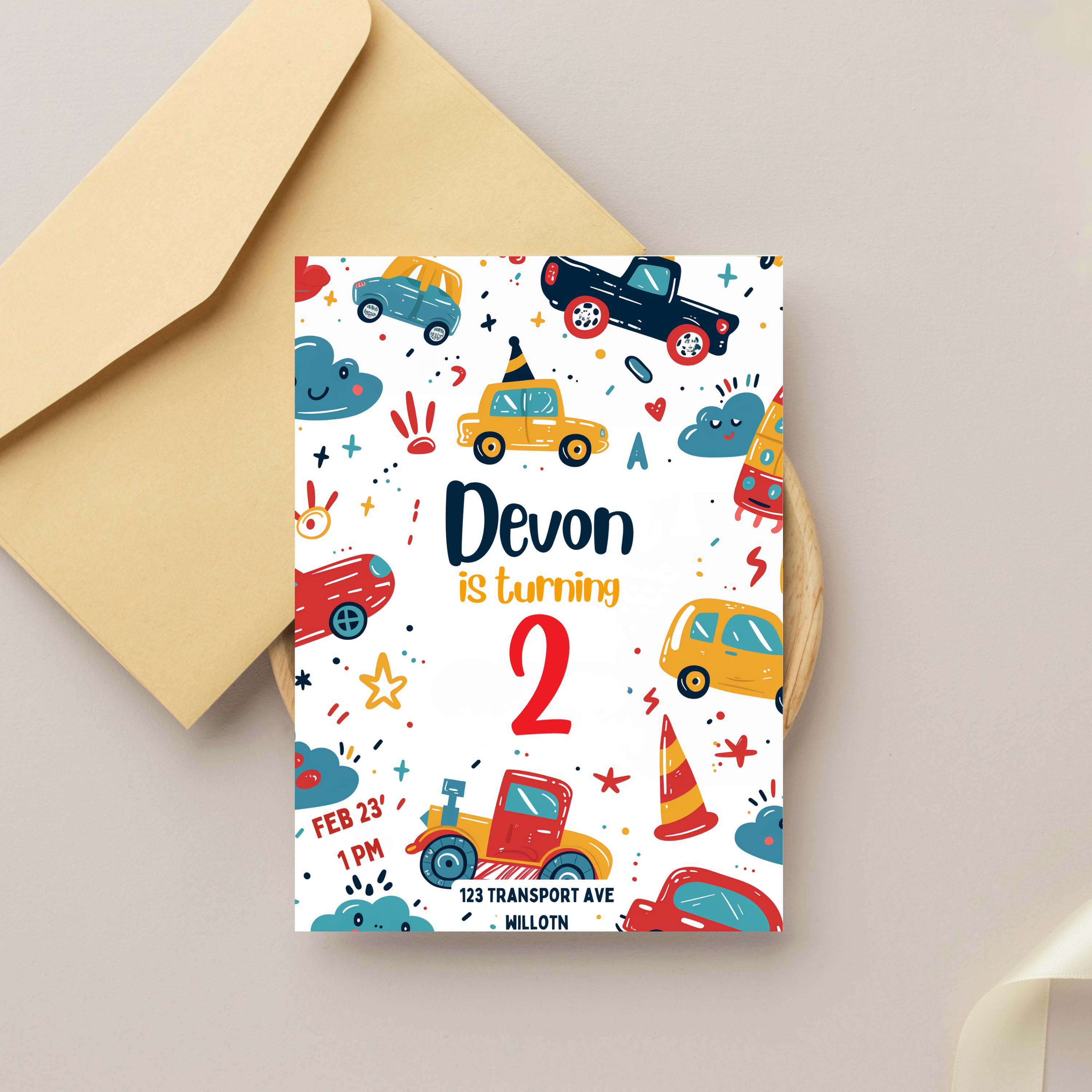 Editable Cars Birthday Invitation Template, Car Theme (digital Download ...