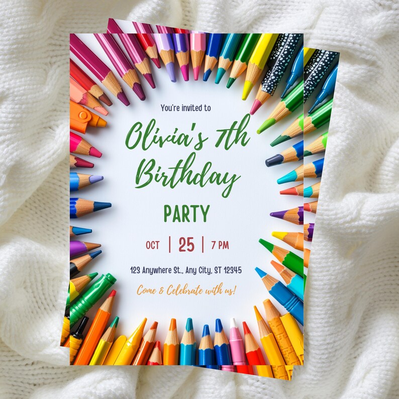 Art Classroom Birthday Invitation: School Supplies Party (canva ...