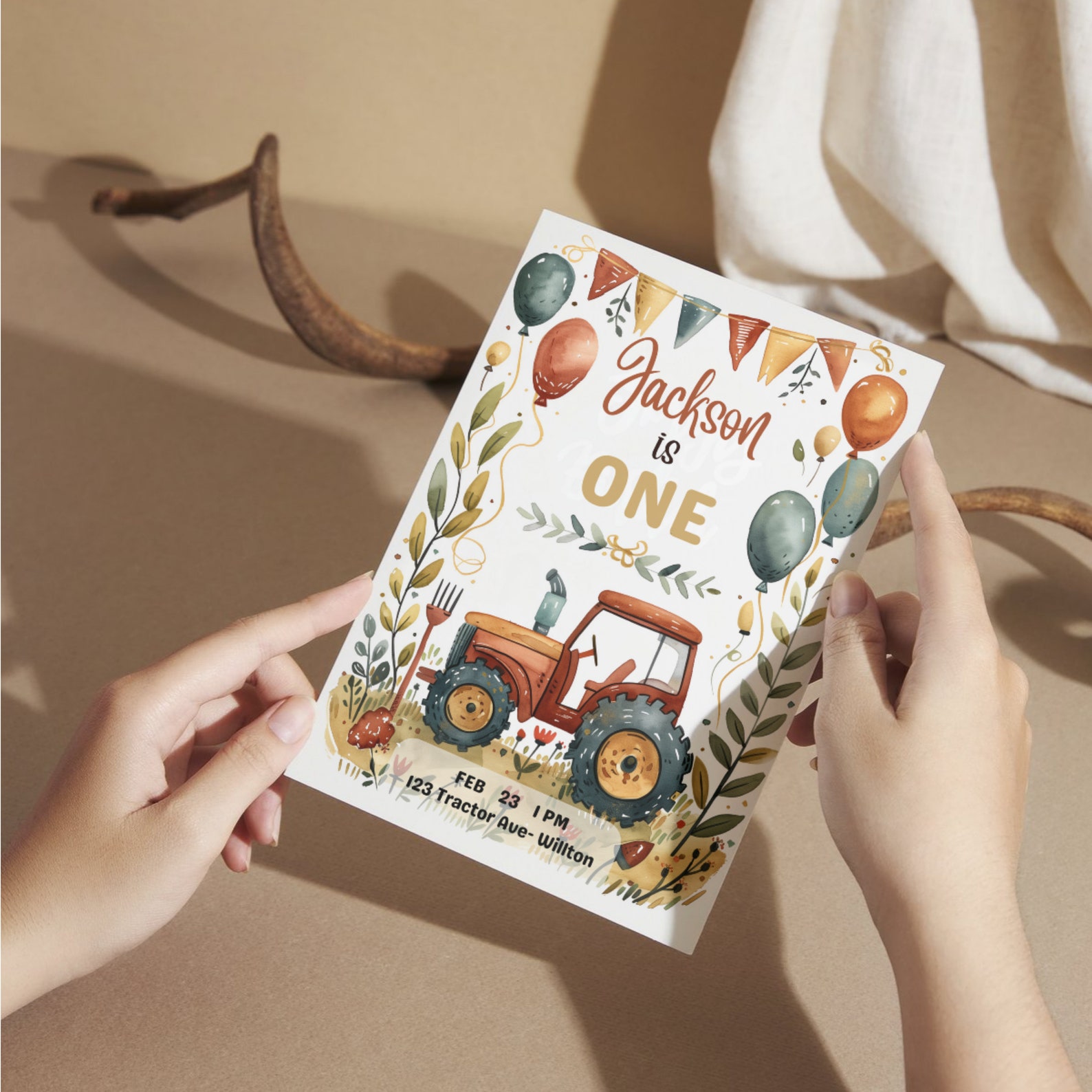 Editable Tractor Birthday Invitation, Farm Boy Party Template ...