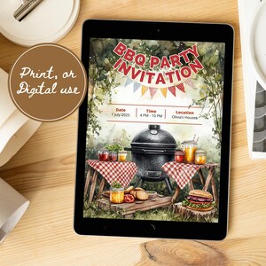 BBQ Party Invitation, Summer Cookout Invite, Rustic Backyard BBQ Design ...