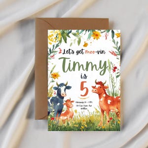 Rustic Ranch Birthday Invitation: Farm Animals, Barnyard Theme ...