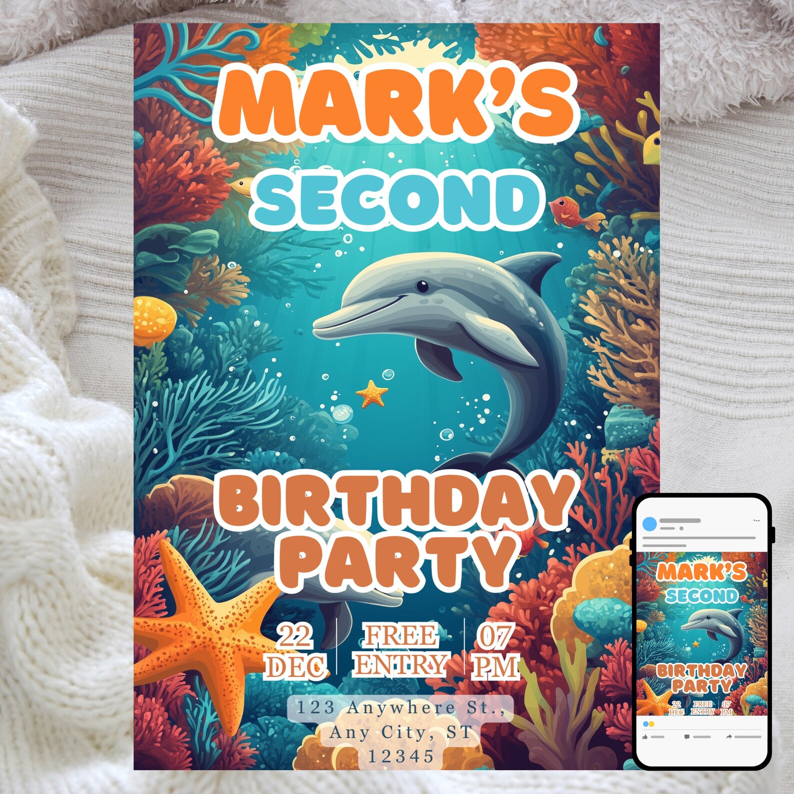 Underwater Adventure Birthday Invitation, Kids Party, Editable Digital ...