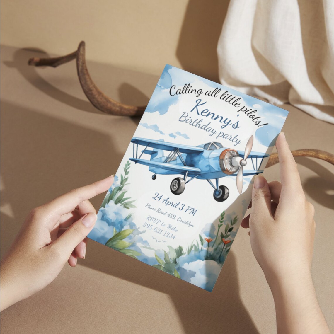 Vintage Airplane Birthday Invitation, Little Pilots Birthday Party ...