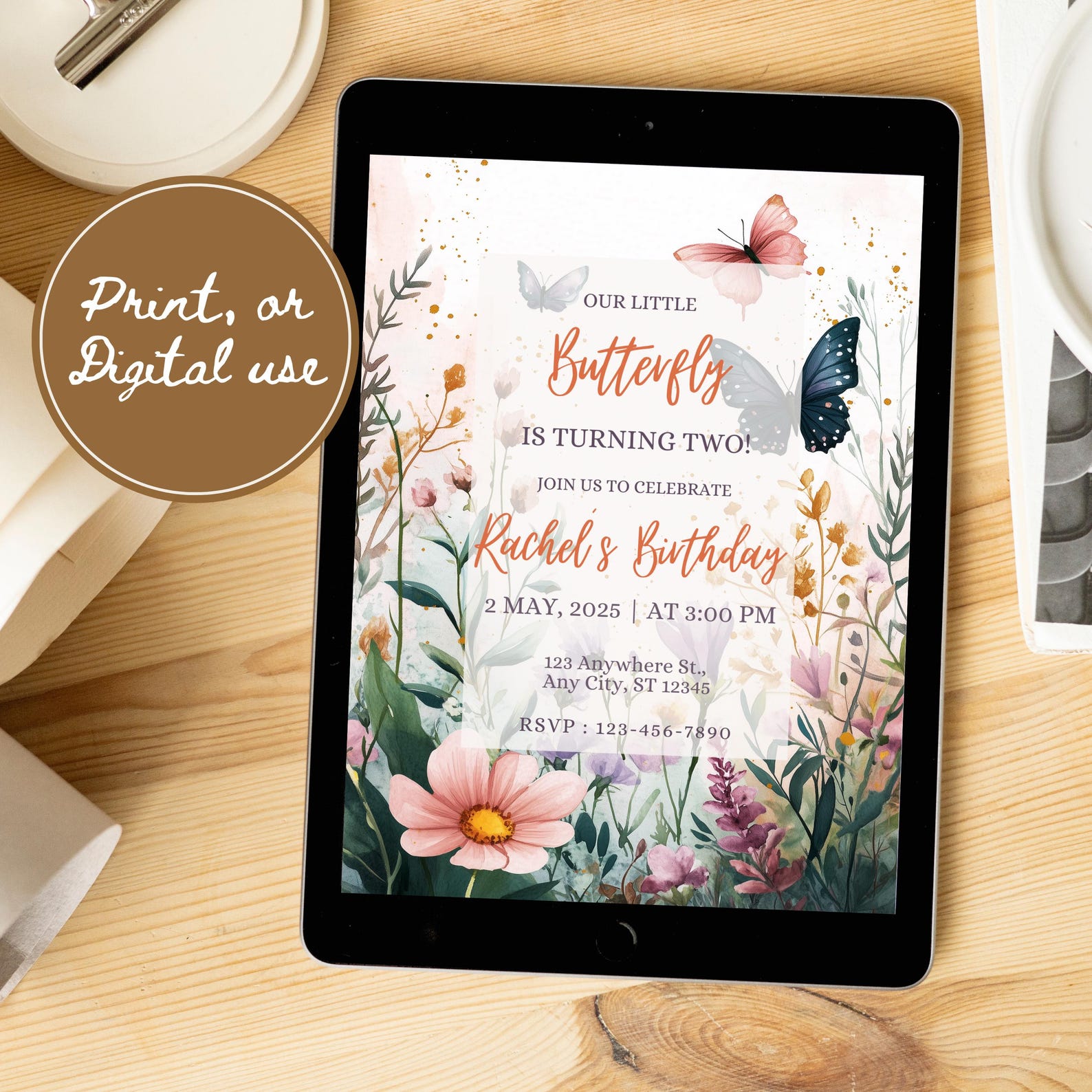 Butterfly Meadow Birthday Invitation: Spring Wildflower Theme (digital ...
