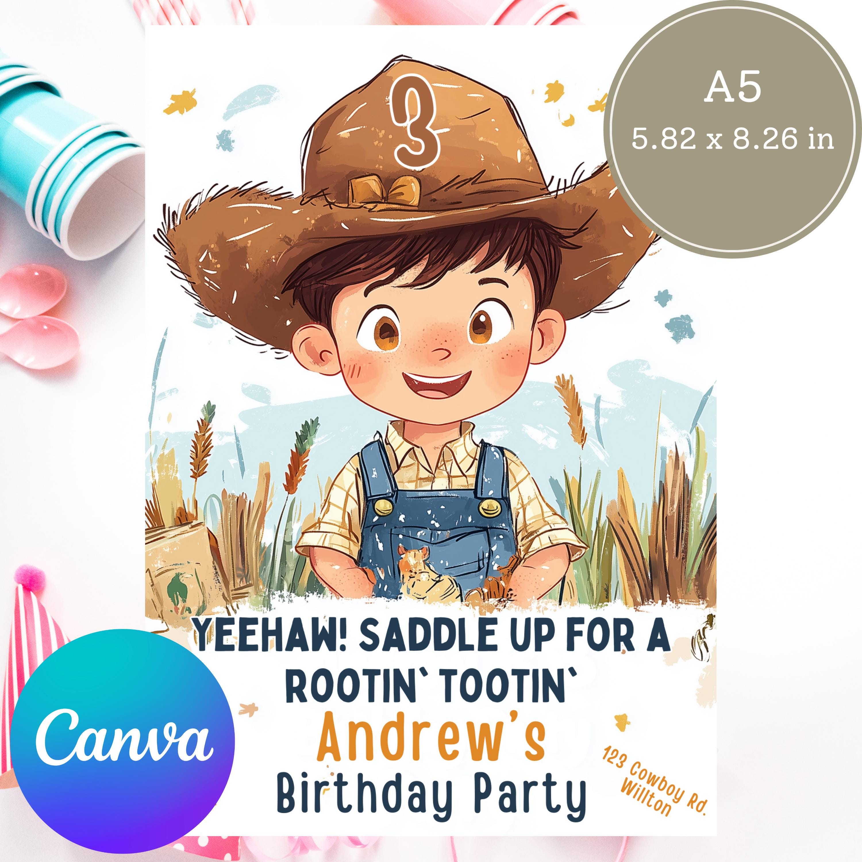 Editable Cowboy Birthday Invitation: Rustic Wild West Party (digital ...