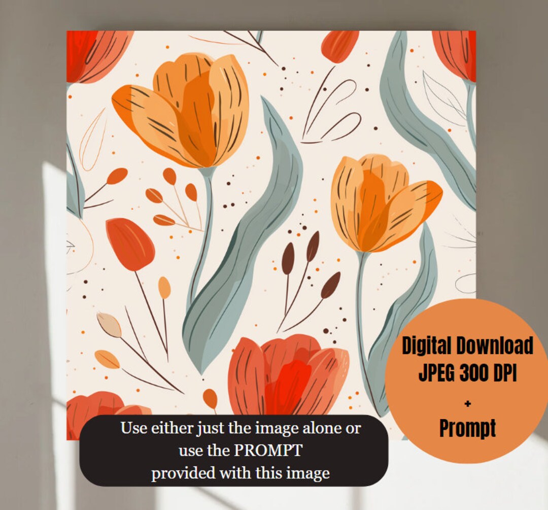 Tulips, Floral Pattern, Craft, Midjourney Art, Digital Project, Midjourney Prompt, Image With ...