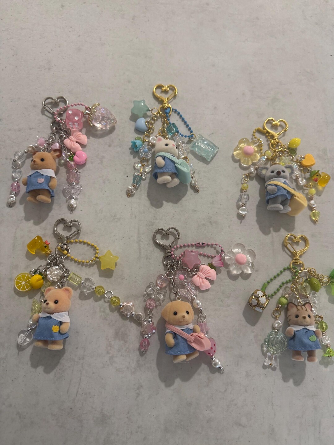 Calico Critter Keychains / Nursery Babies (pink, Blue, Green, Yellow ...