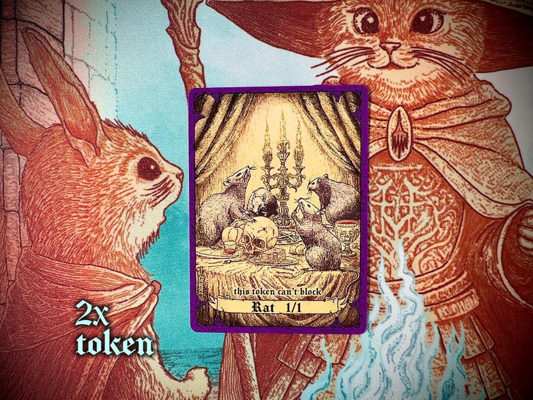 Rat 1/1 - This Token Can't Block , Black Creature, 2x MTG Plastic Token ...