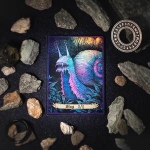 Slug 1/1, zwart wezen, folie token MTG - Etsy Nederland