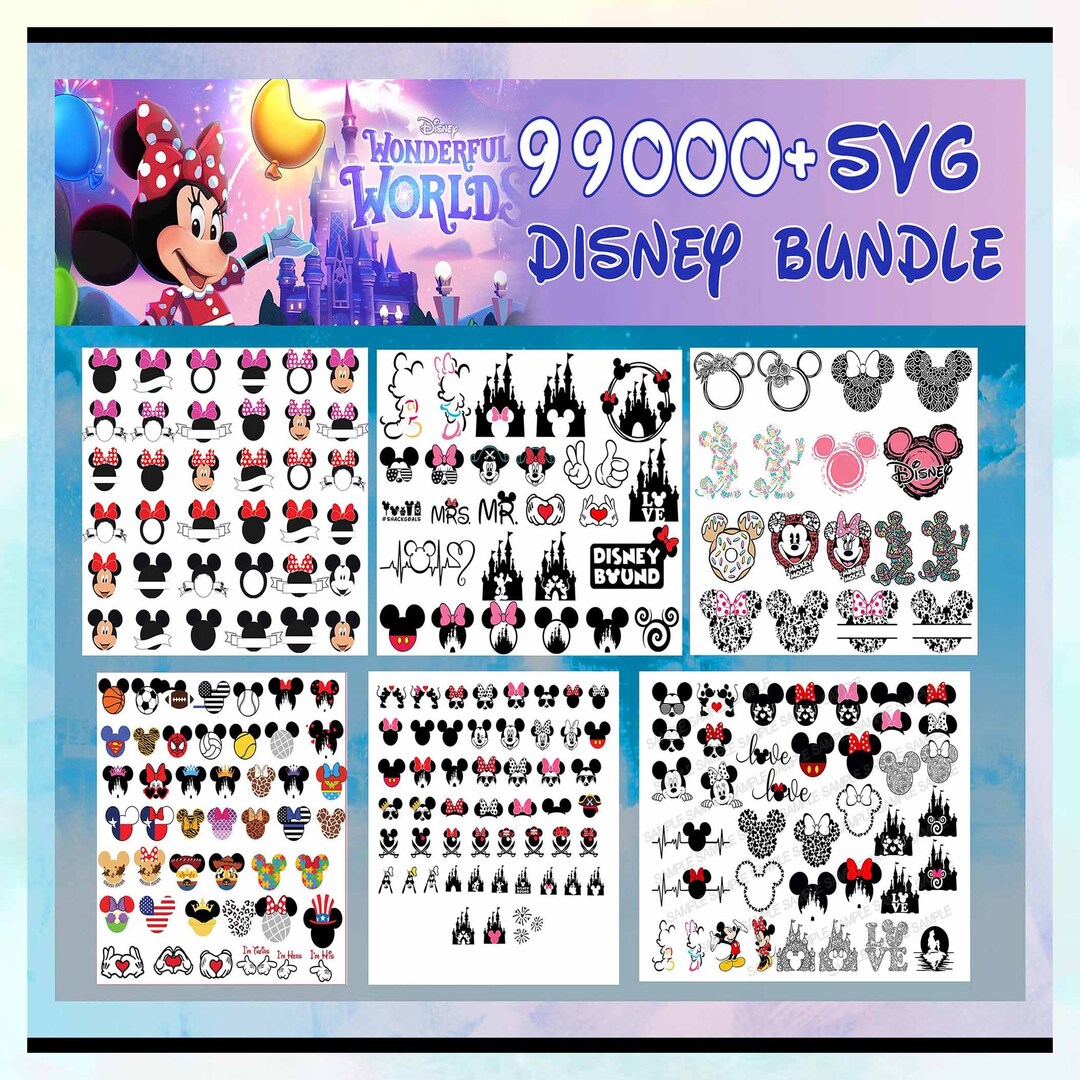Mega Minnie Mouse SVG Bundle, Mickey Mouse Svg, Princess Svg Files for ...