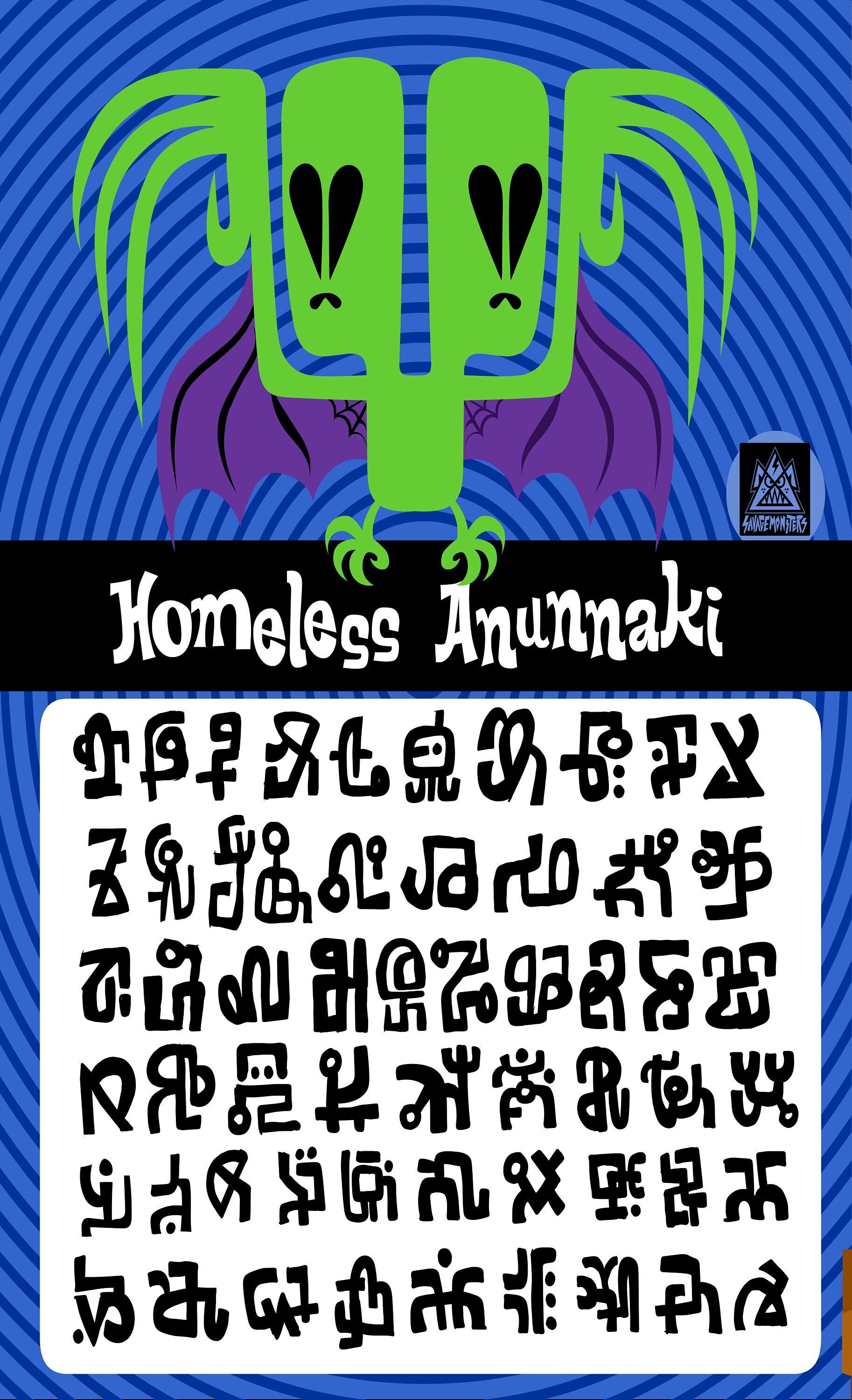 Homeless Anunnaki Typeface font - Etsy