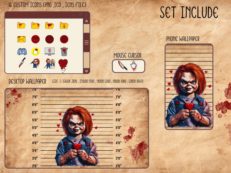 Chucky Mugshot Desktop Wallpaper & Icons - Etsy
