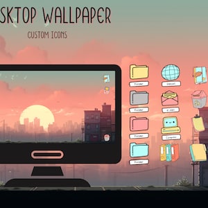Lo-fi Sunset Computer Desktop Wallpaper & Custom Icons - Etsy