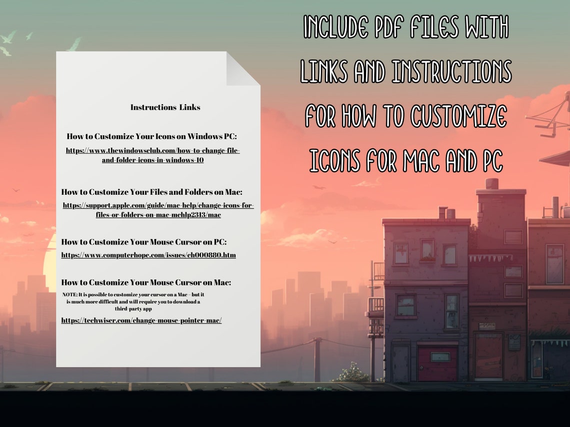 Lo-fi Sunset Computer Desktop Wallpaper & Custom Icons - Etsy