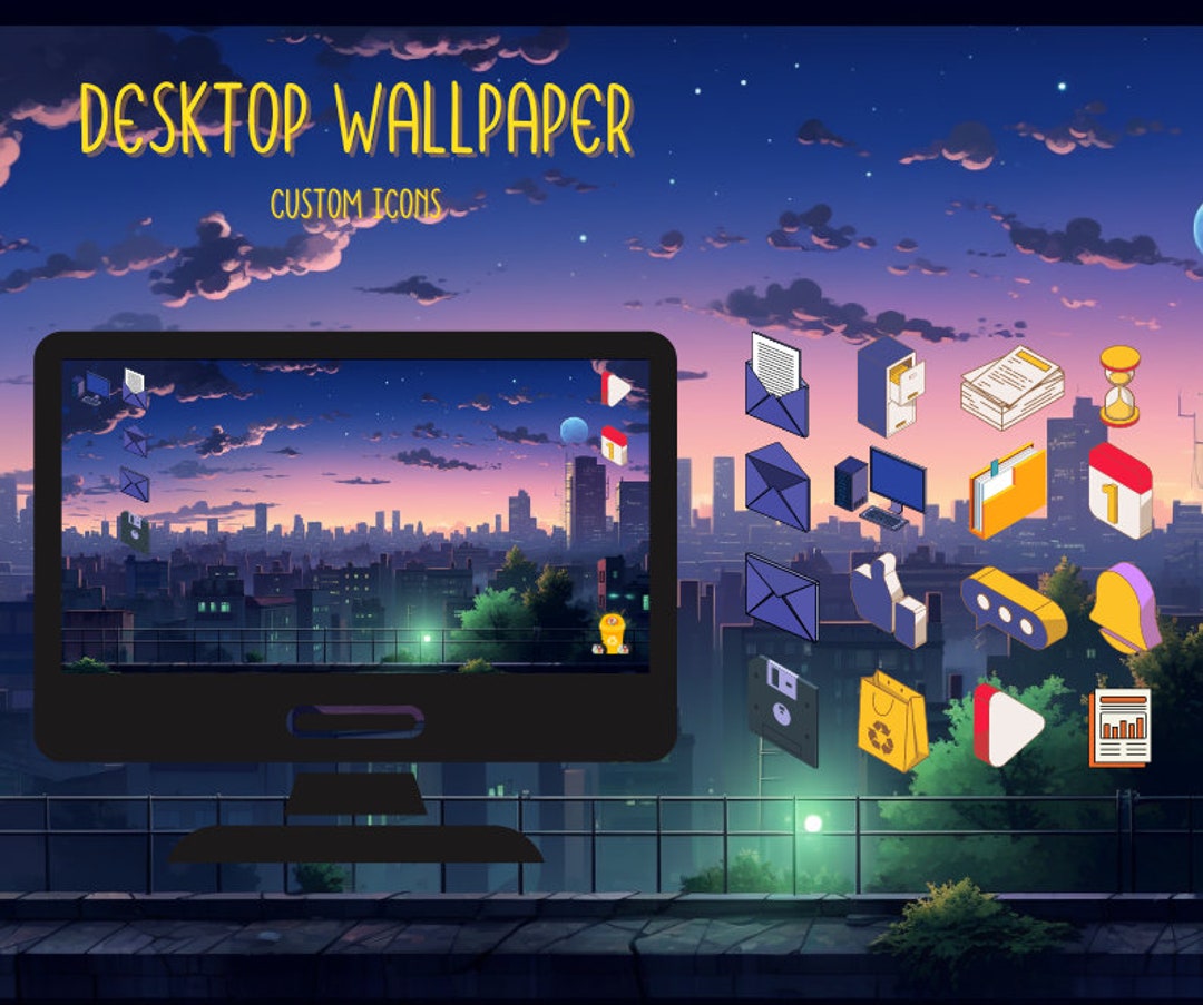 Lo-fi Computer Desktop Theme Background Wallpaper Organizer Set - Etsy