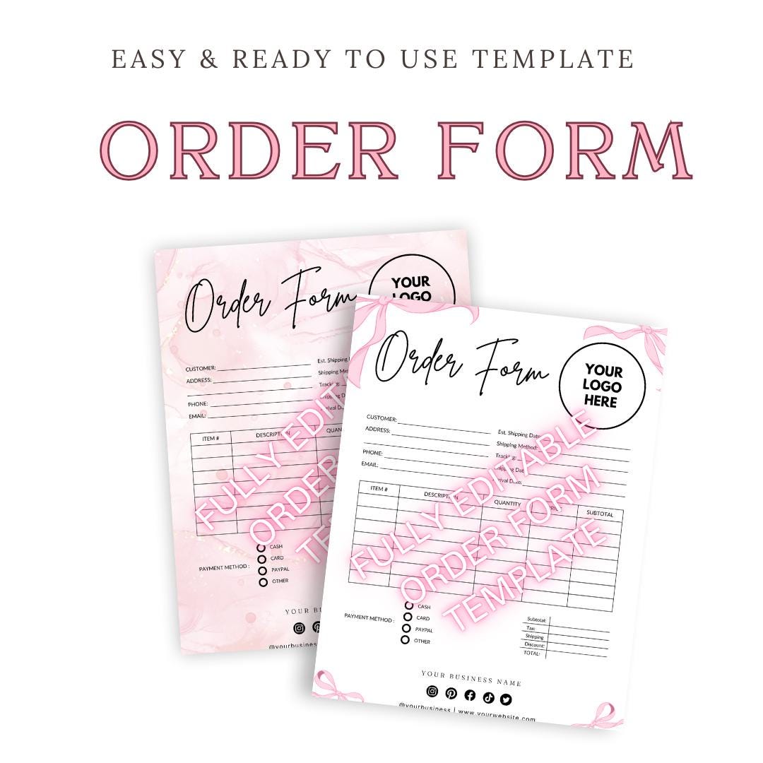 Editable Order Form Template - Etsy