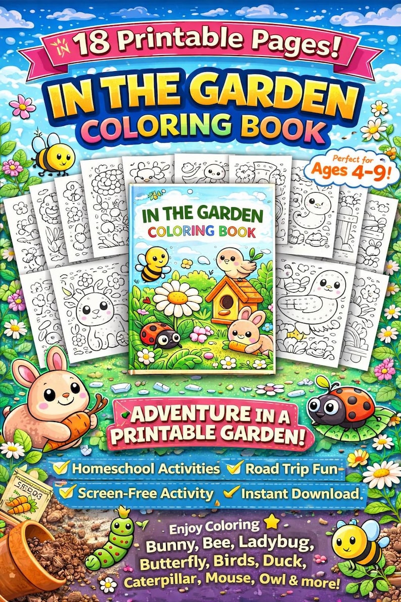 Garden Coloring Pages for Kids | 18 Printable Coloring Sheets | in the ...