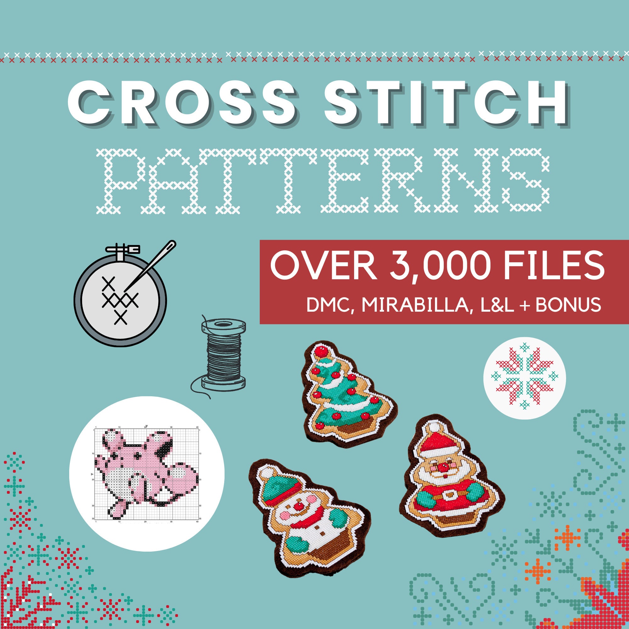 Mega CROSS STITCH Patterns Bundle 3,000 Designs DMC, Mirabilia ...
