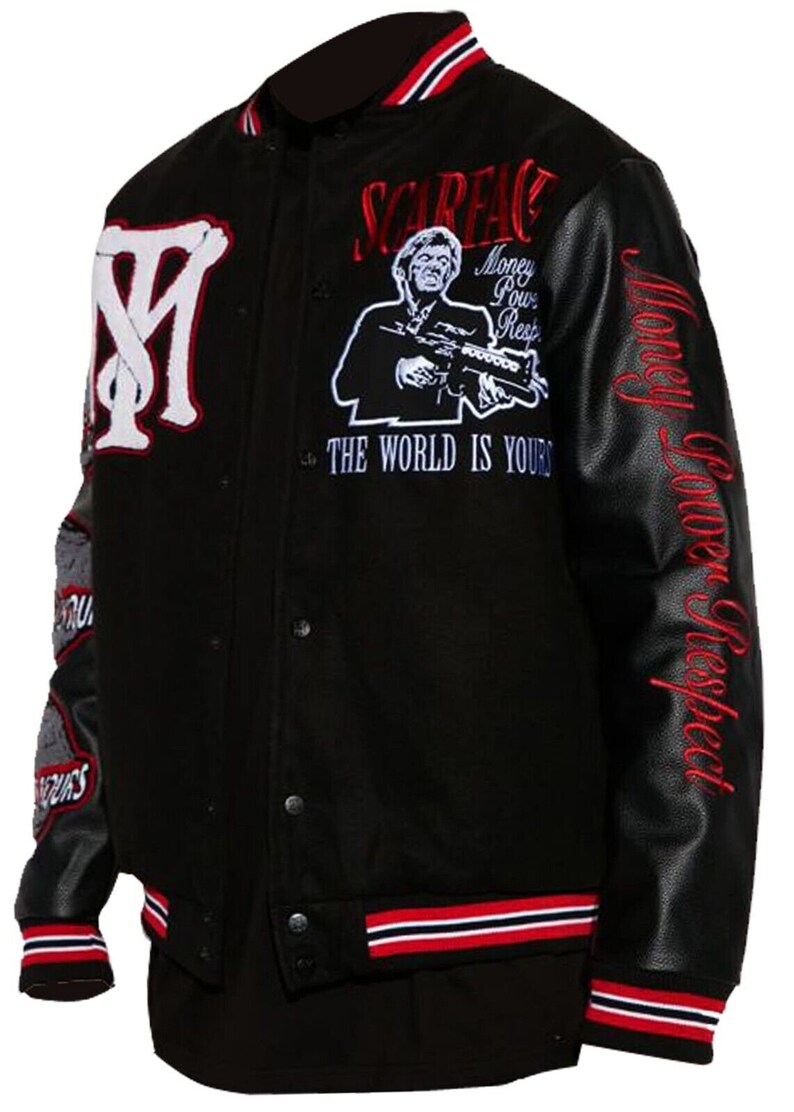 The World is Yours Black Bomber Scarface Varsity Jacket New Arrival ...