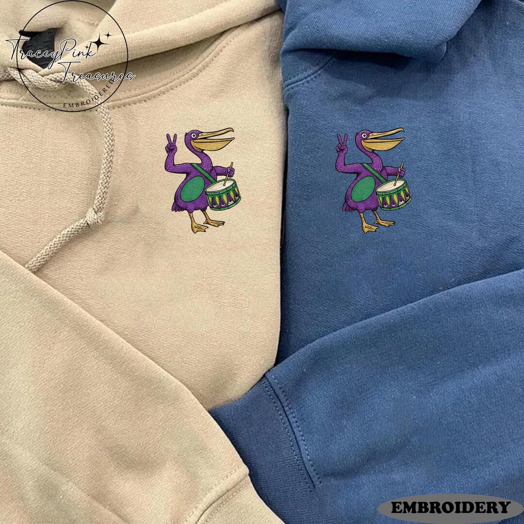 Embroidered Pelican Mardi Gras Pelican Sweatshirt, Gift for Girl - Etsy