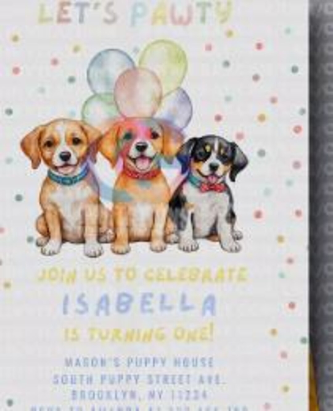 Editable Cute Dog Birthday Invitation, Puppy Party Invitation, Dog ...
