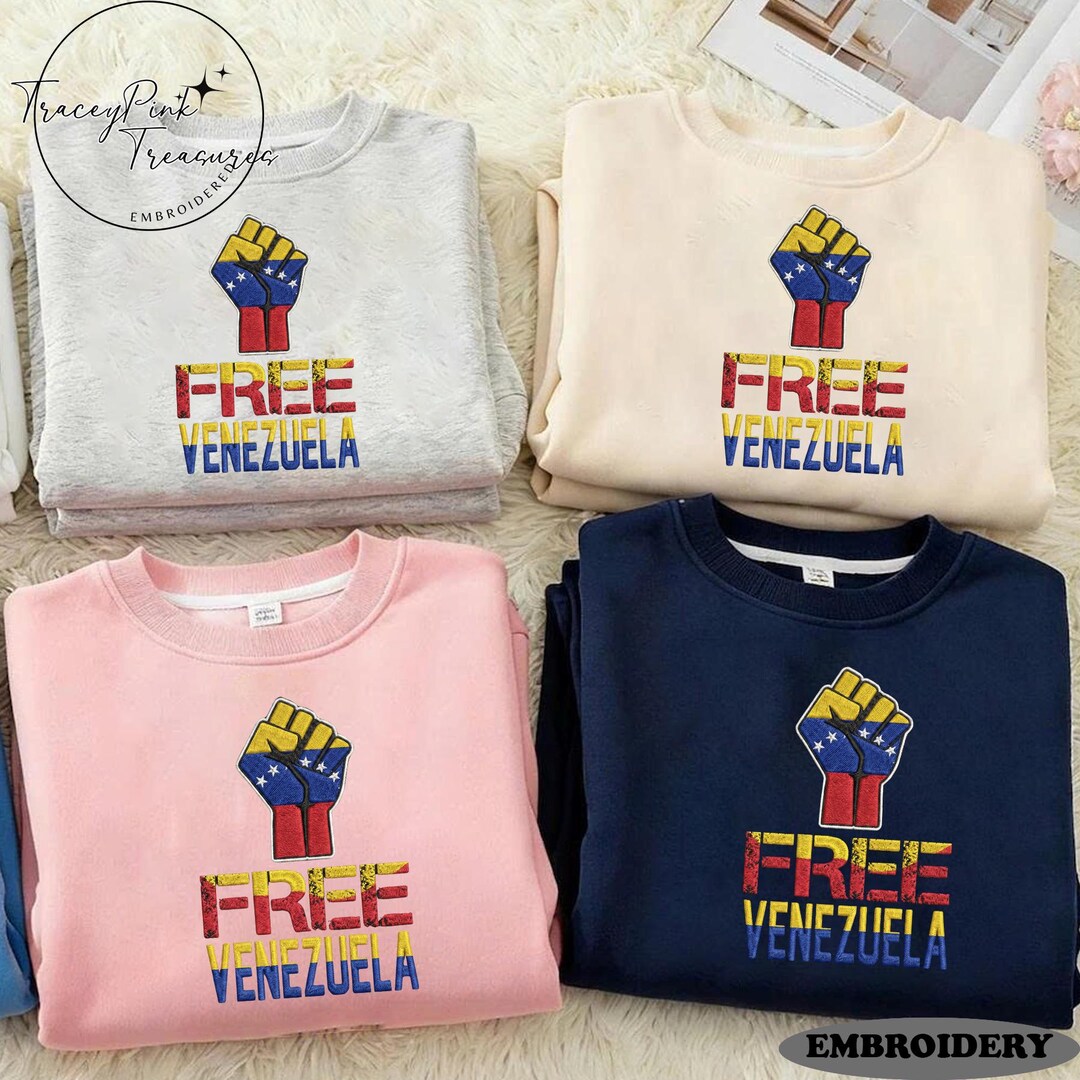 Embroidered Venezuela Sweater, Freedom Venezuela Embroidery Sweatshirt ...