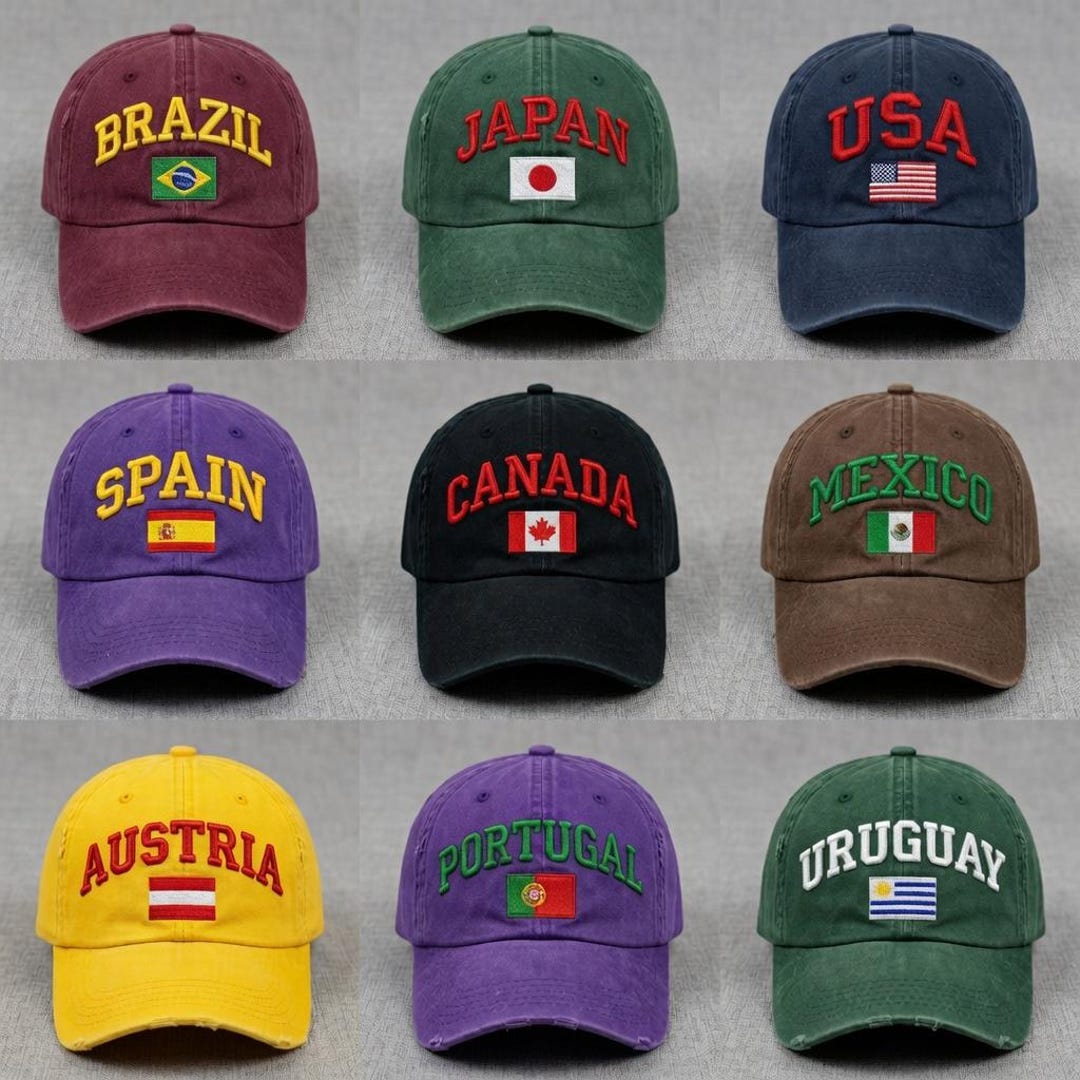 Embroidered Soccer 2026 Country Flags Hat, Soccer Fan Apparel, Custom ...