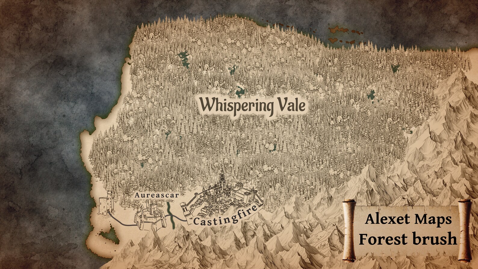 Wonderdraft Forest Assets: Vintage Style Tree Brushes - Commercial Use ...