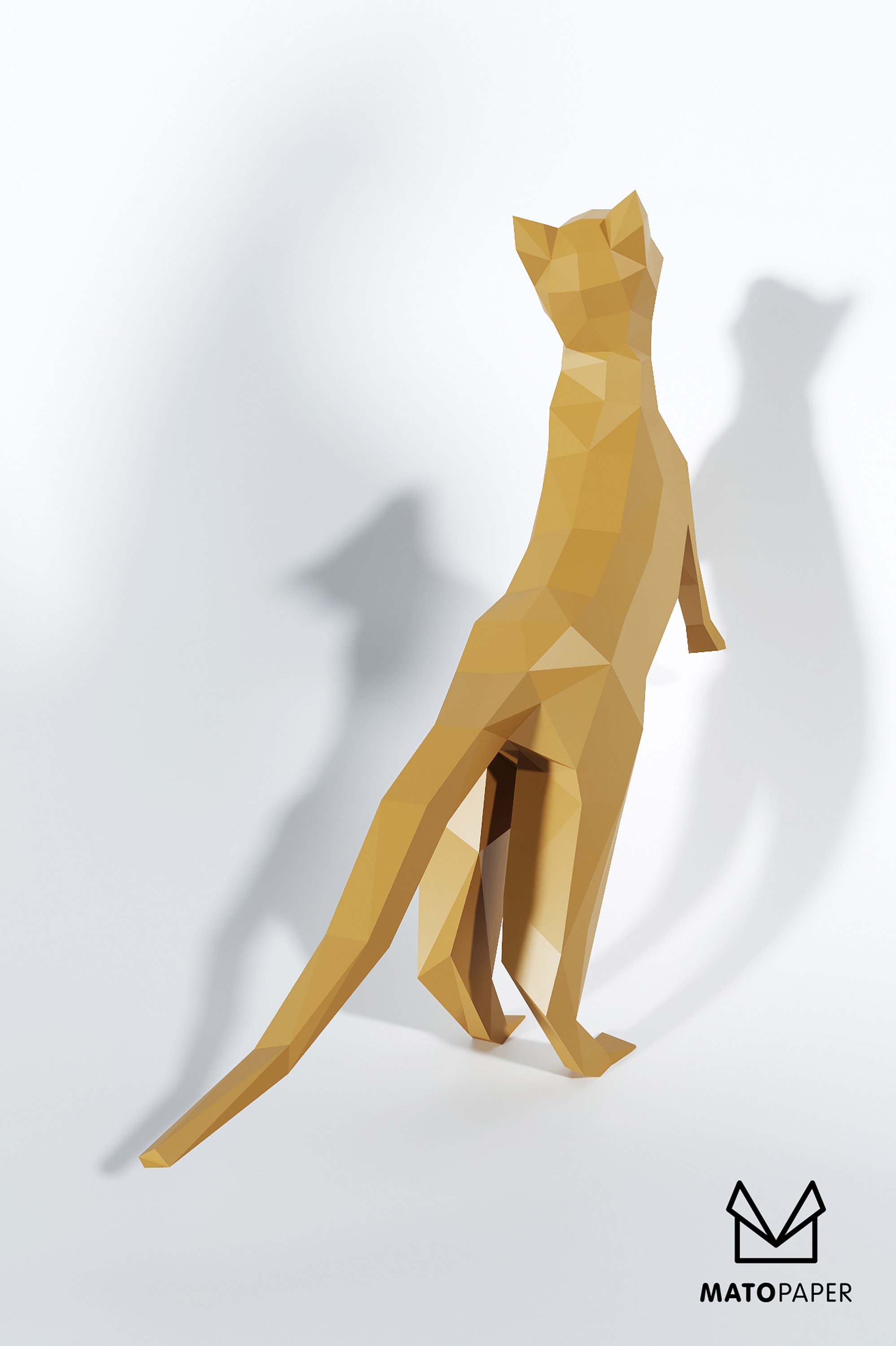 Cat Papercraft DIY 3d Origami Low Poly Sculpture Model Template PDF SVG ...