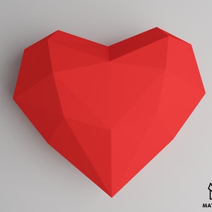 Heart Papercraft DIY 3d Origami Low Poly Sculpture Model Template Pdf ...