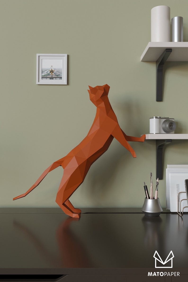 Cat Papercraft DIY 3d Origami Low Poly Sculpture Model Template PDF SVG ...