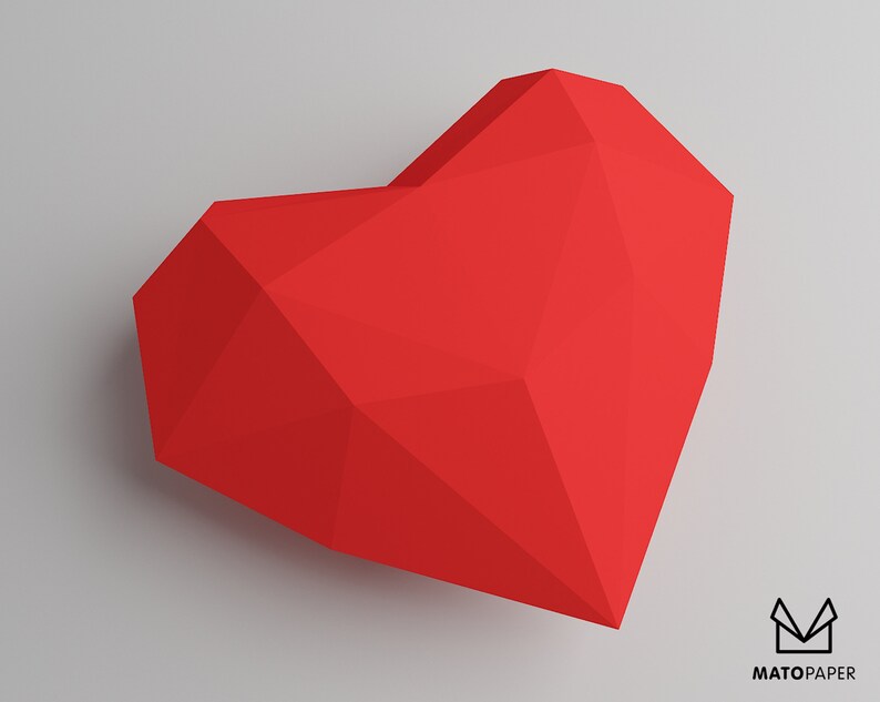 Heart Papercraft DIY 3d Origami Low Poly Sculpture Model Template Pdf ...