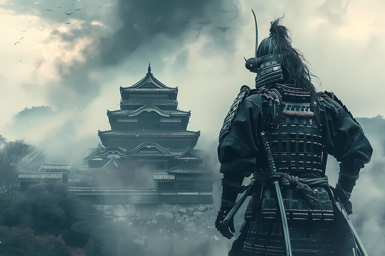 Samurai With Japanese Medieval Castle, Himeji Castle Protected by ...