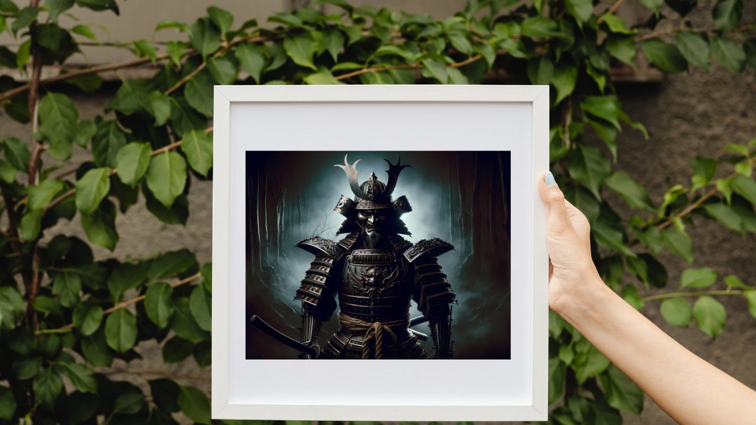 Samurai Spectrum in Dark Grays, Terrifying Japanese Warrior. Black and ...